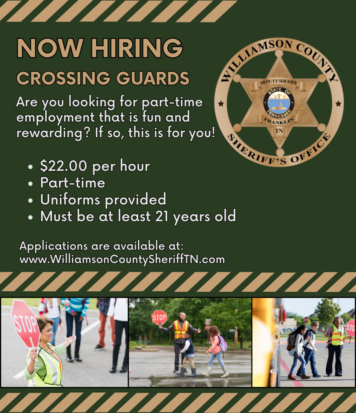 🚦 WCSO Now Hiring: School Crossing Guards! 🚦 - Williamson County ...