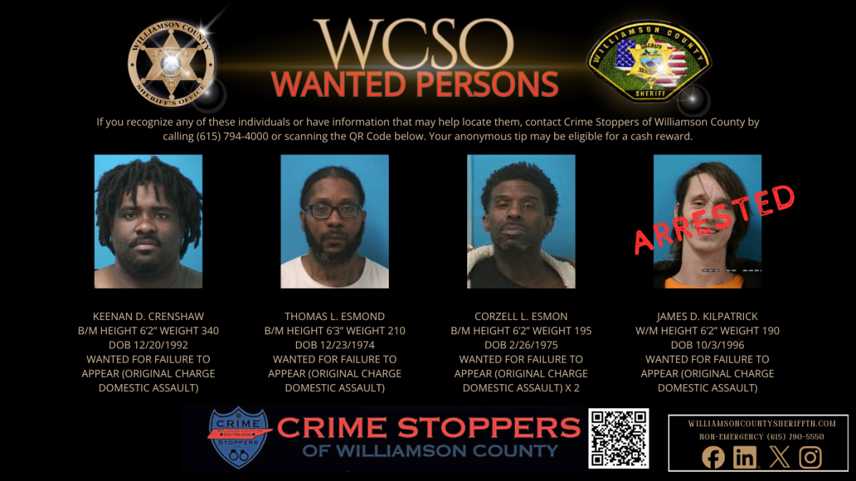 WCSO WANTED PERSONS - Williamson County Sheriff’s Office