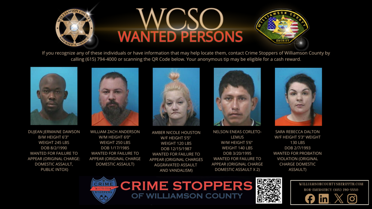 WCSO WANTED PERSONS - Williamson County Sheriff’s Office